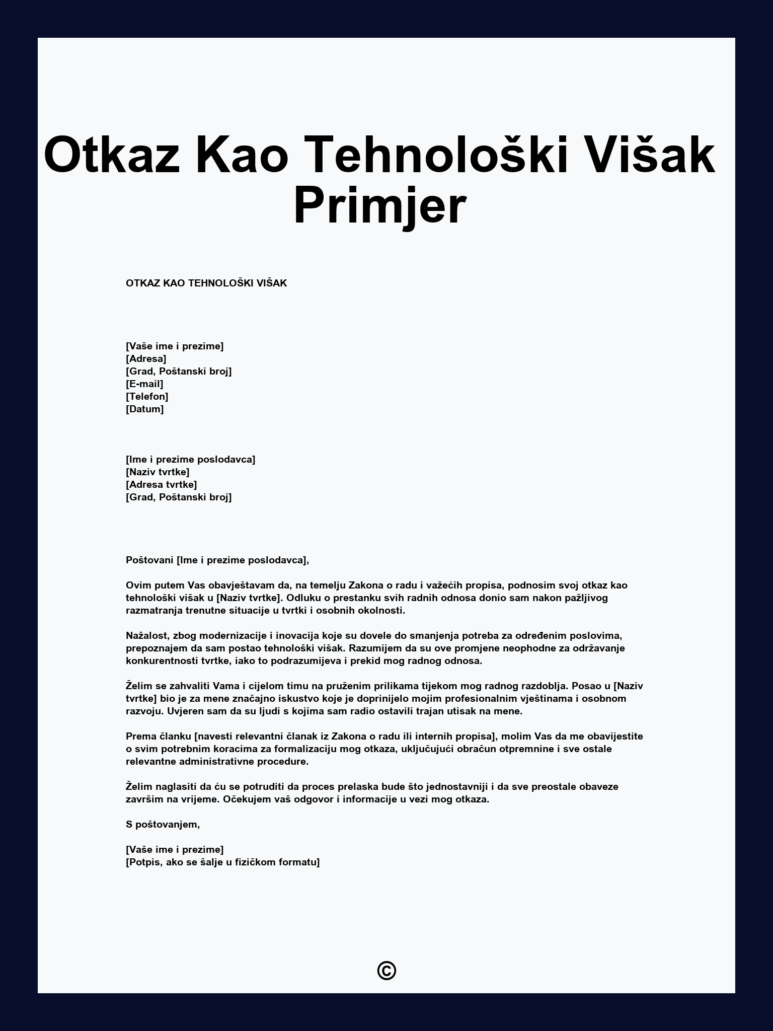 Otkaz Kao Tehnološki Višak Primjer